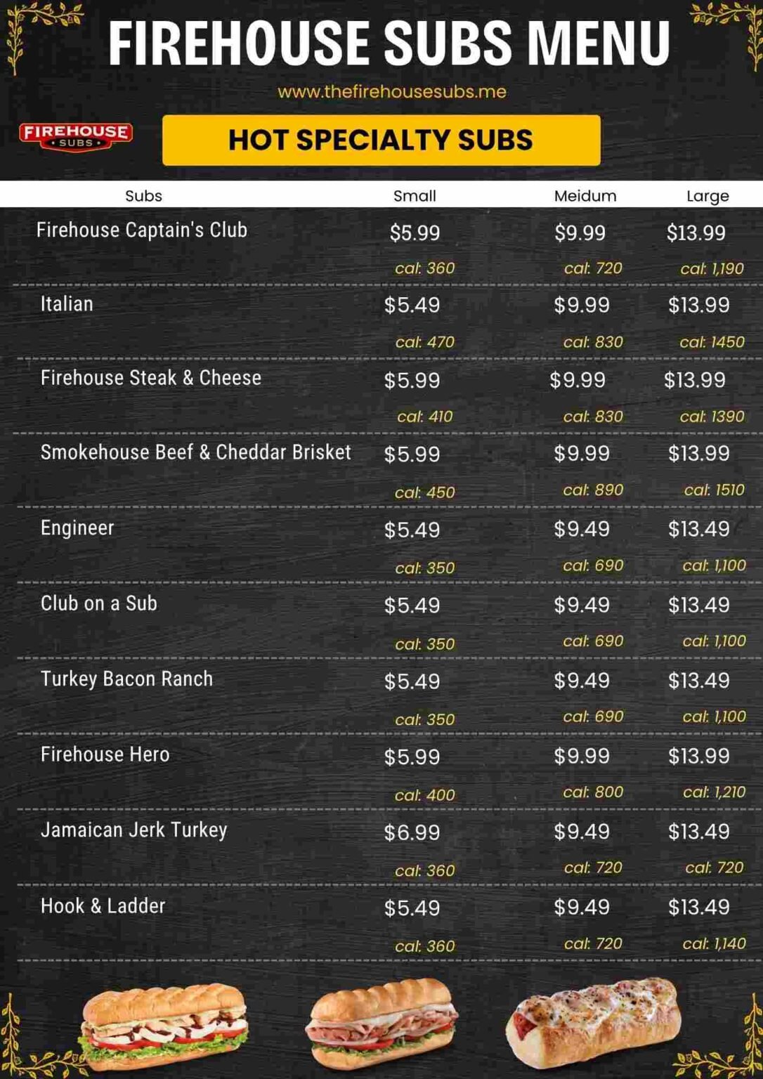 Firehouse Subs Menu With Prices | Updated July 2025